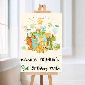 Dinosaur Welcome Sign Dinosaur Birthday Party Front Door Sign Dino Baby ...