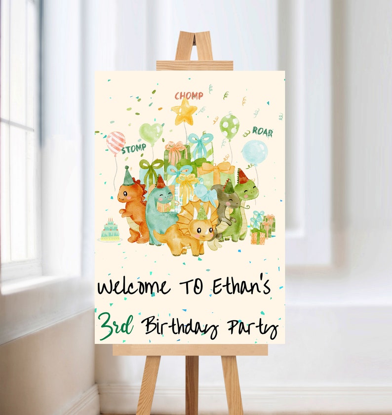 Dinosaur Welcome Sign Dinosaur Birthday Party Front Door Sign Dino Baby ...