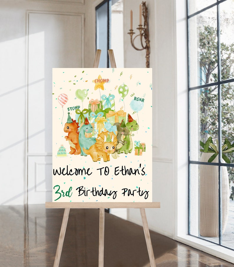 Dinosaur Welcome Sign Dinosaur Birthday Party Front Door Sign Dino Baby ...