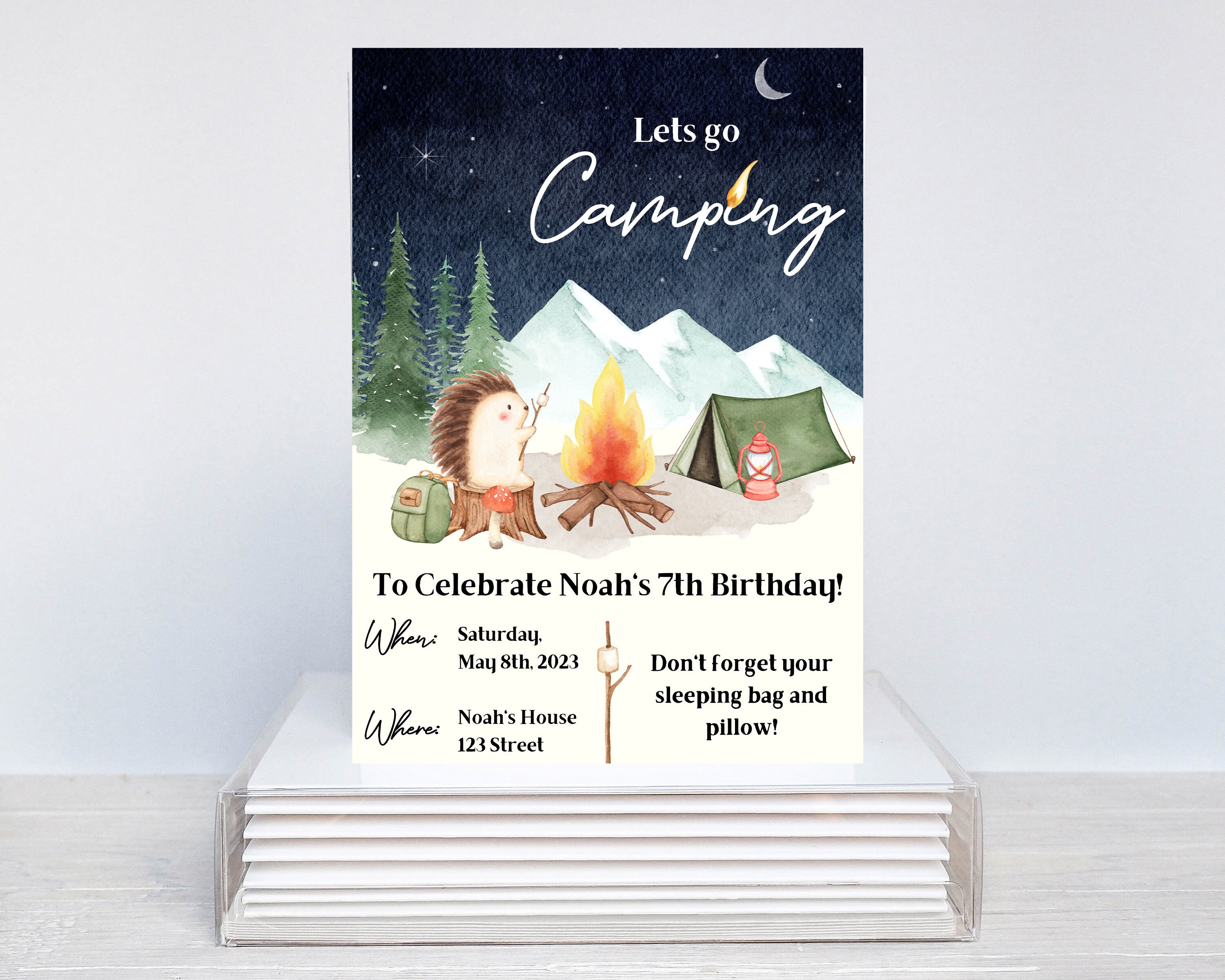 Camping Birthday Party Invitation Happy Camper Birthday Invitation ...