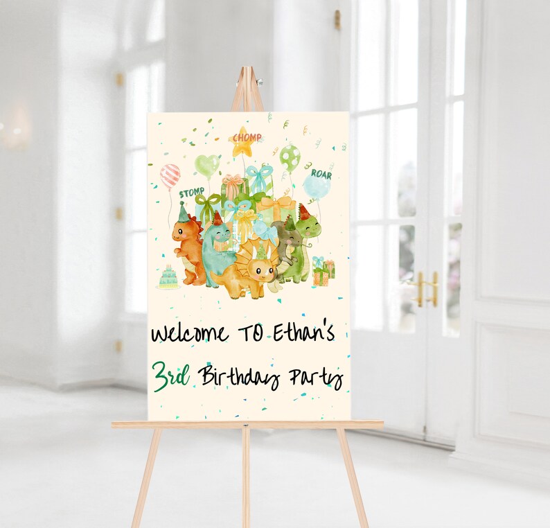 Dinosaur Welcome Sign Dinosaur Birthday Party Front Door Sign Dino Baby ...