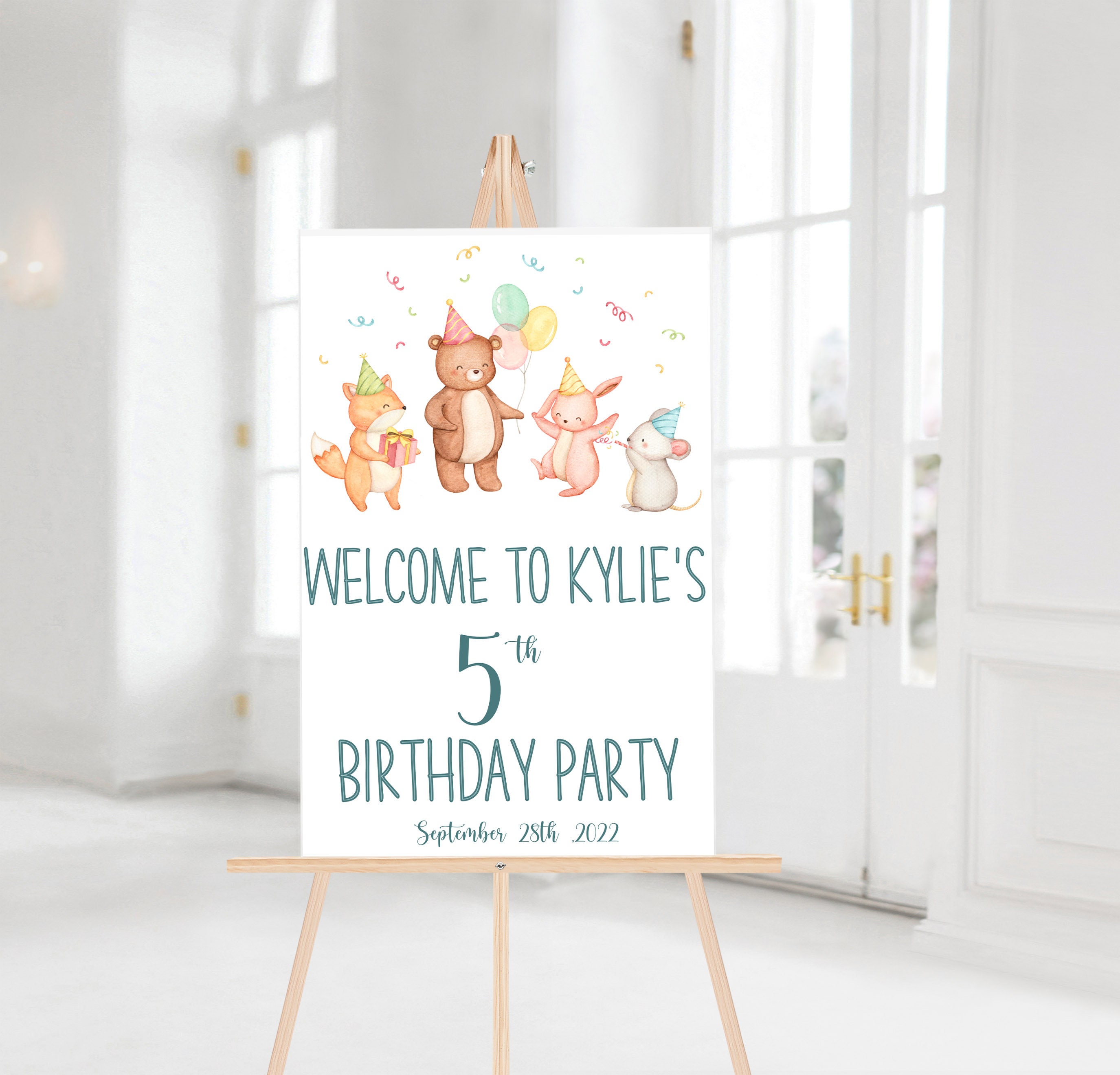 Editable Woodlands Animals Welcome Sign Party Animals Sign Forest ...