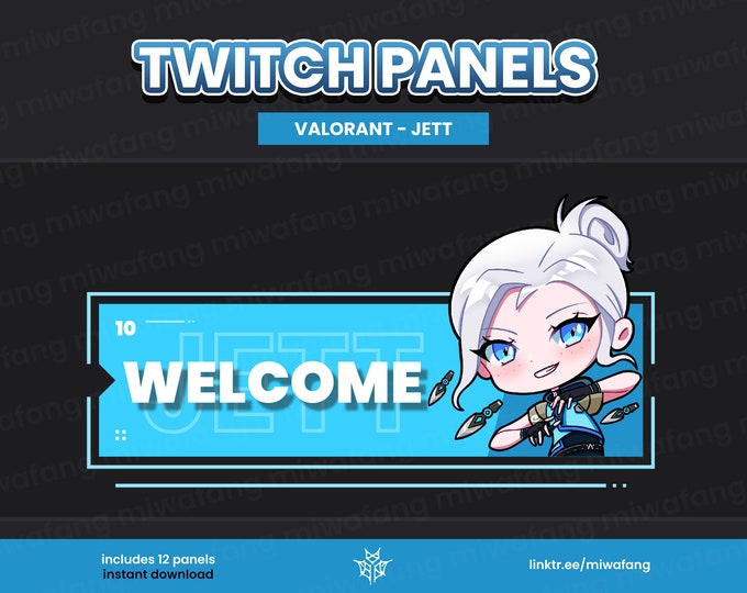 Jett Valorant Twitch Panels Cute Cool Stream Panels - Etsy