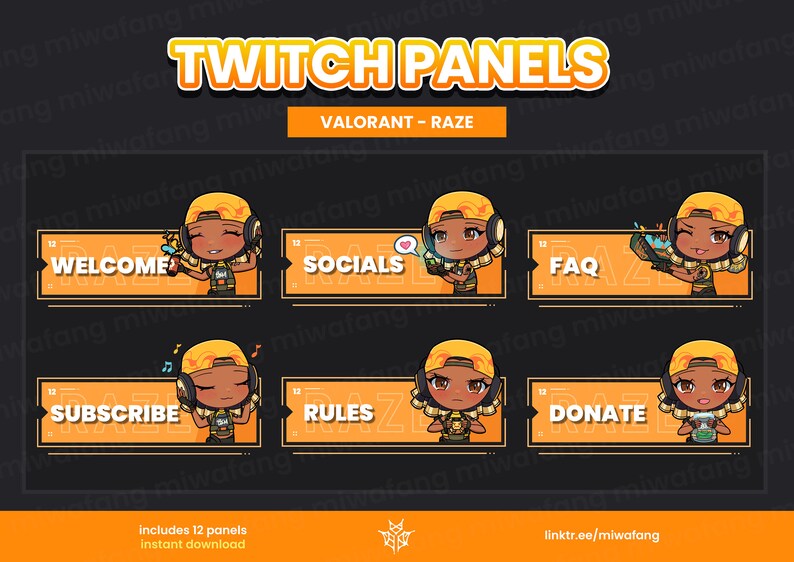 12x Twitch Valorant Raze Chibi Stream Panels | Valorant, Raze Abilities ...