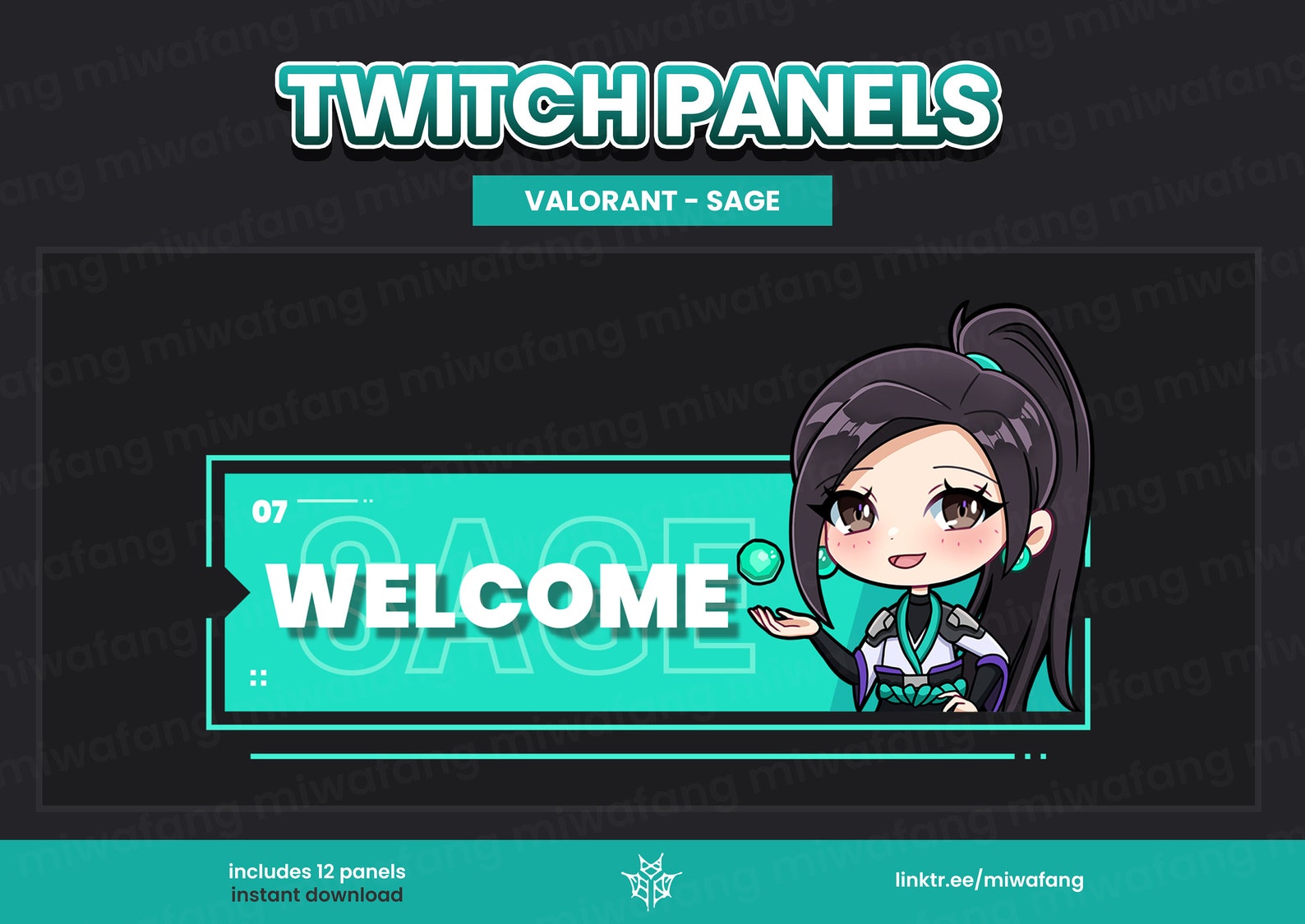 12x Twitch Valorant Sage Chibi Stream Panels | Valorant, Sage Abilities ...