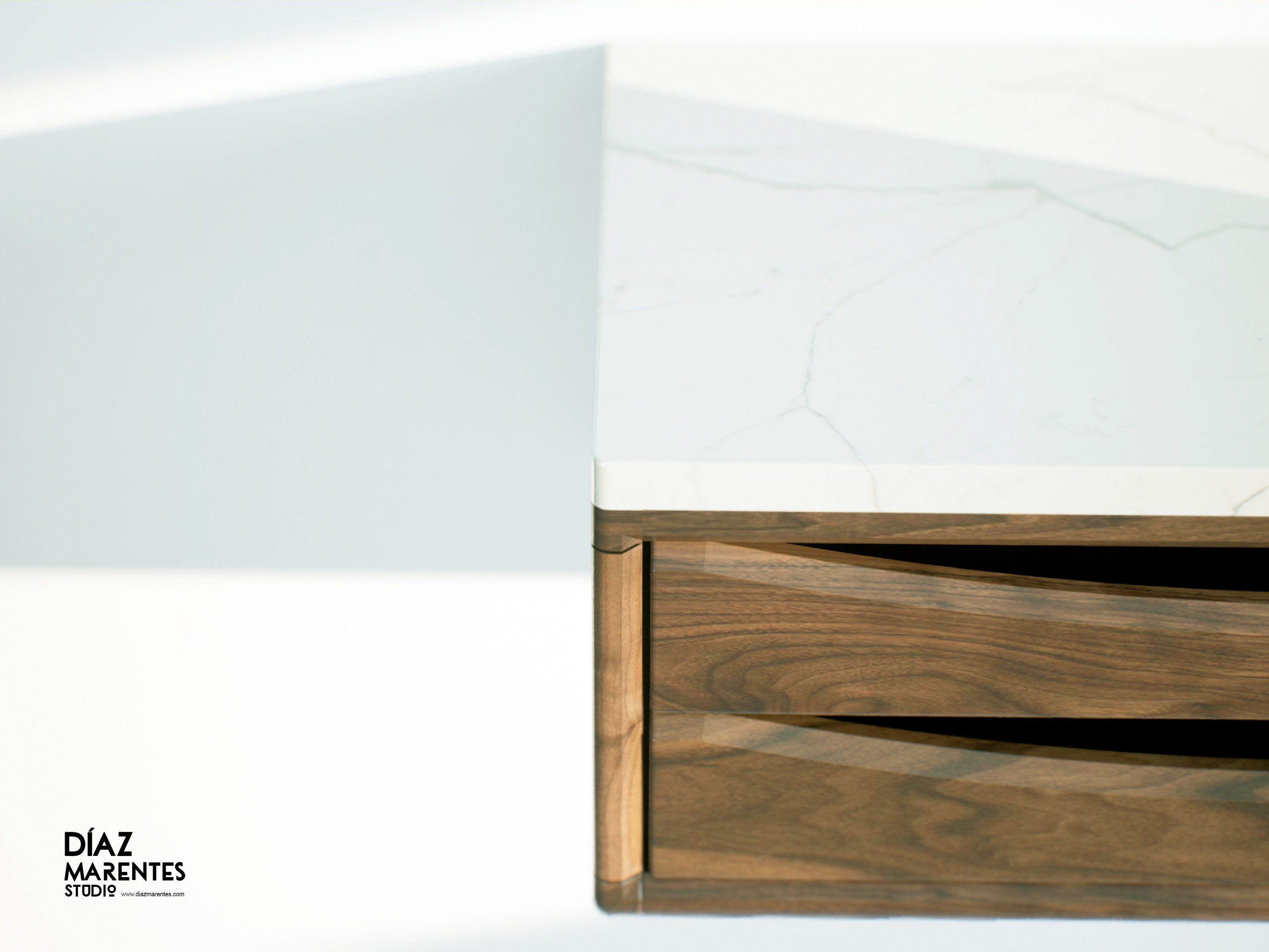 Floating Nightstand With Drawer Handmade in Solid Walnut and Carrara ...
