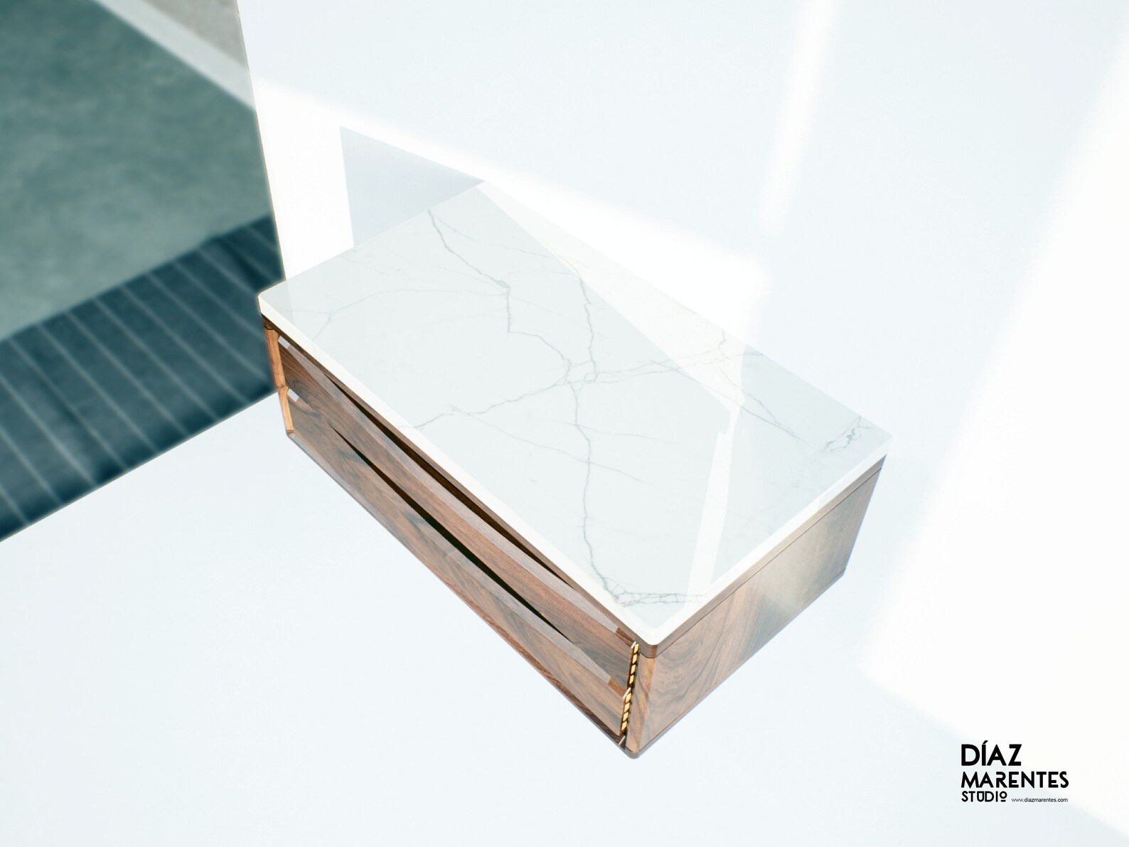 Floating Nightstand With Drawer Handmade in Solid Walnut and Carrara ...