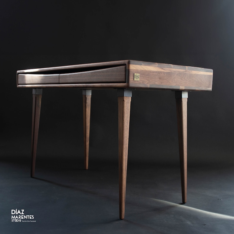 Modern Walnut Desk for Home Office Solid Wood Writing Desk Mid Century ...