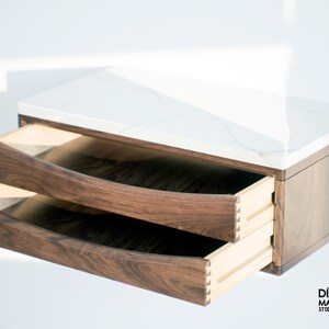Floating Nightstand With Drawer Handmade in Solid Walnut and Carrara ...
