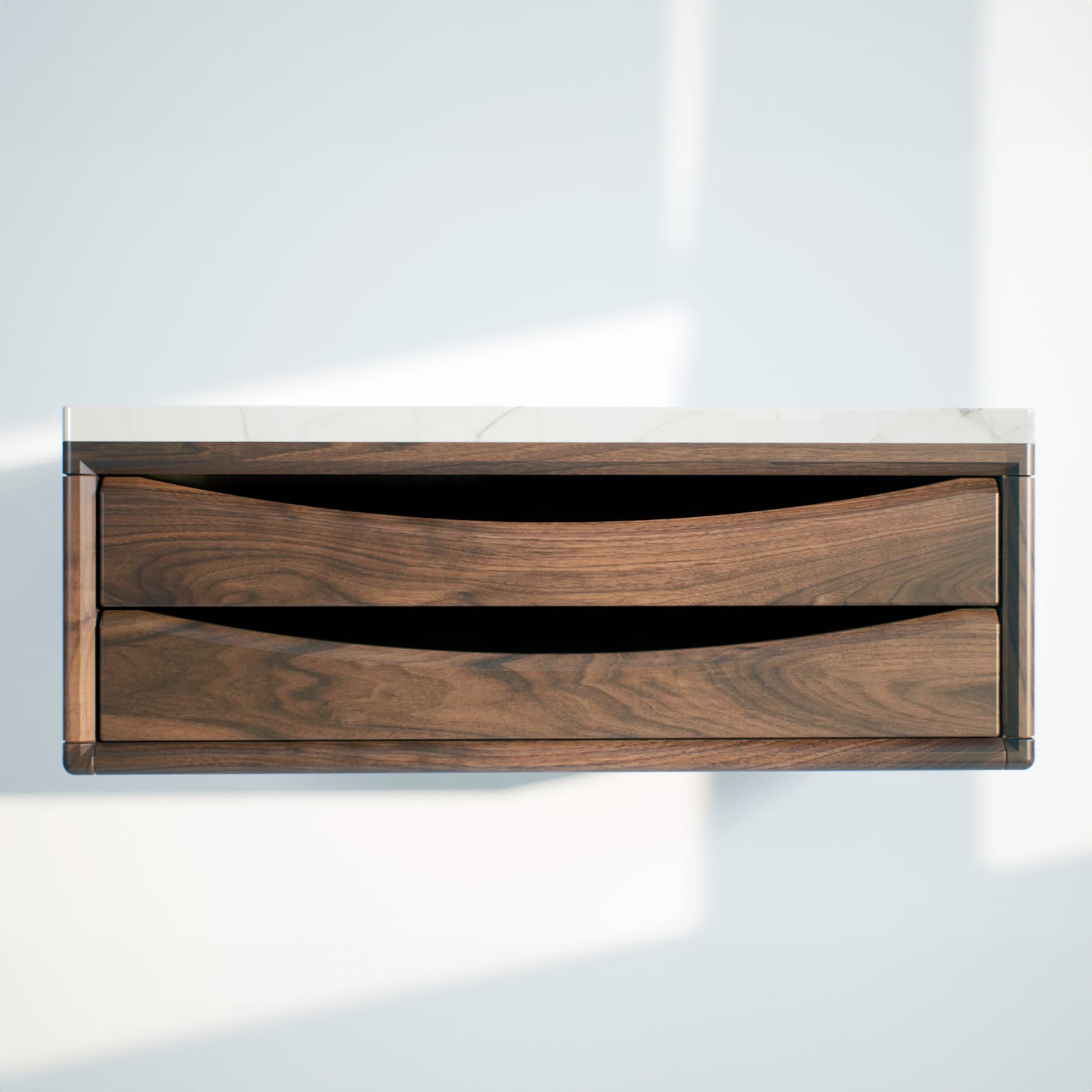 Floating Nightstand With Drawer Handmade in Solid Walnut and Carrara ...