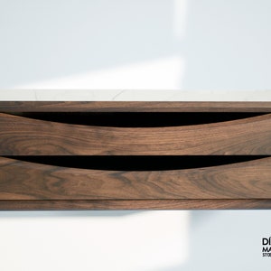 Floating Nightstand With Drawer Handmade in Solid Walnut and Carrara ...