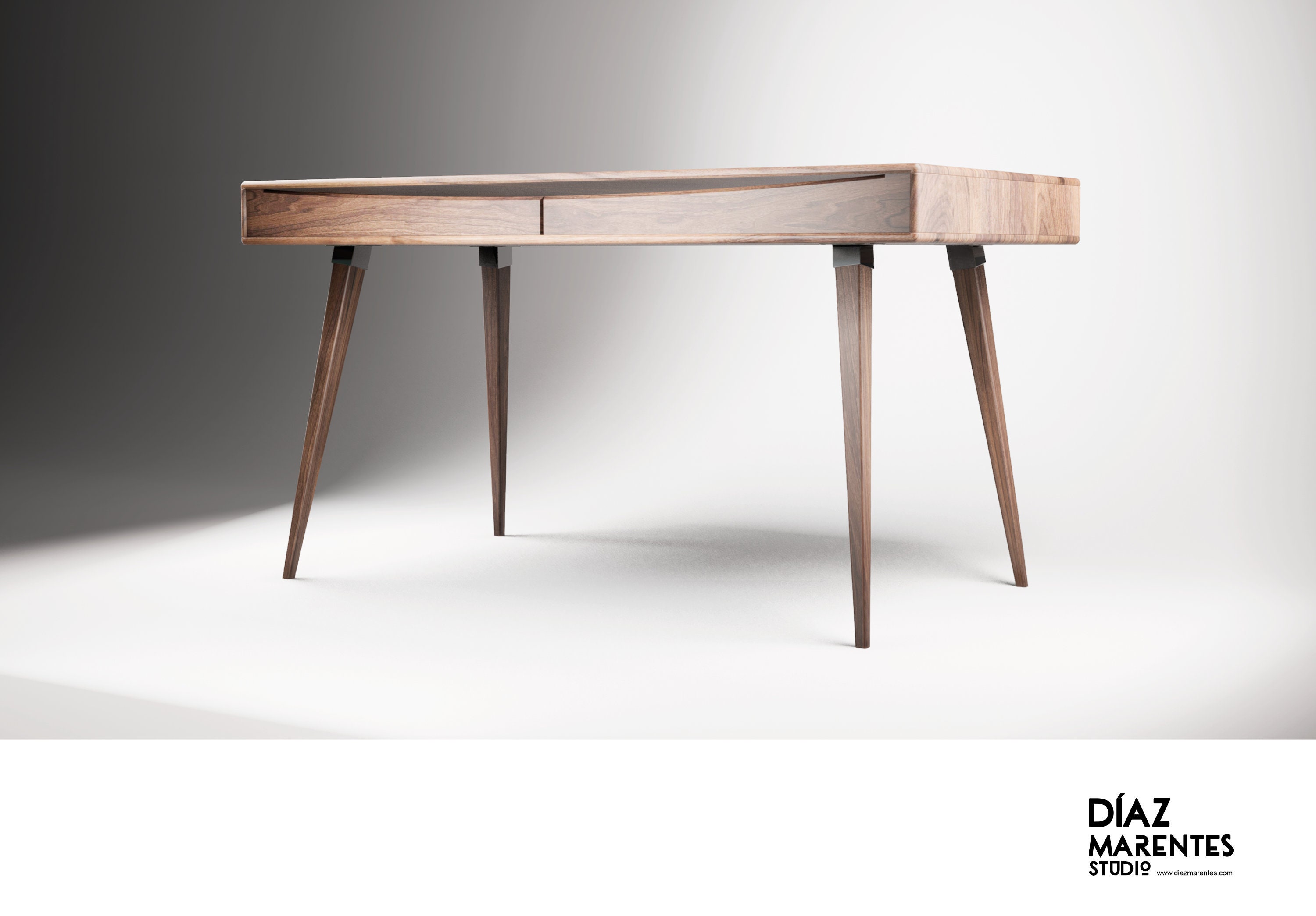 Mid Century Modern Walnut Office Desk With Two Solid Walnut - Etsy ...