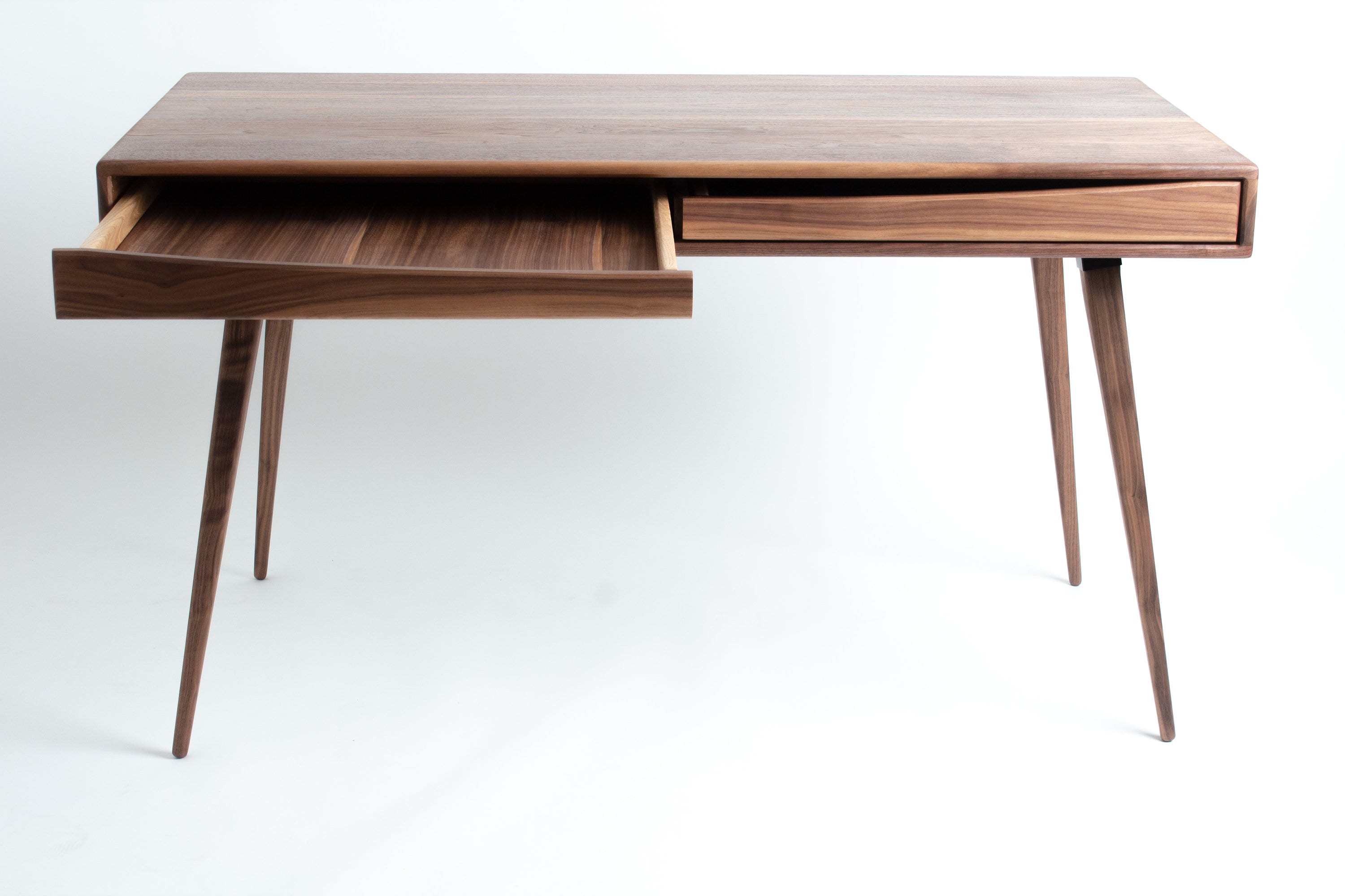 Solid Wood Walnut Desk Mid Century Office Desk Modern Writing Desk With ...