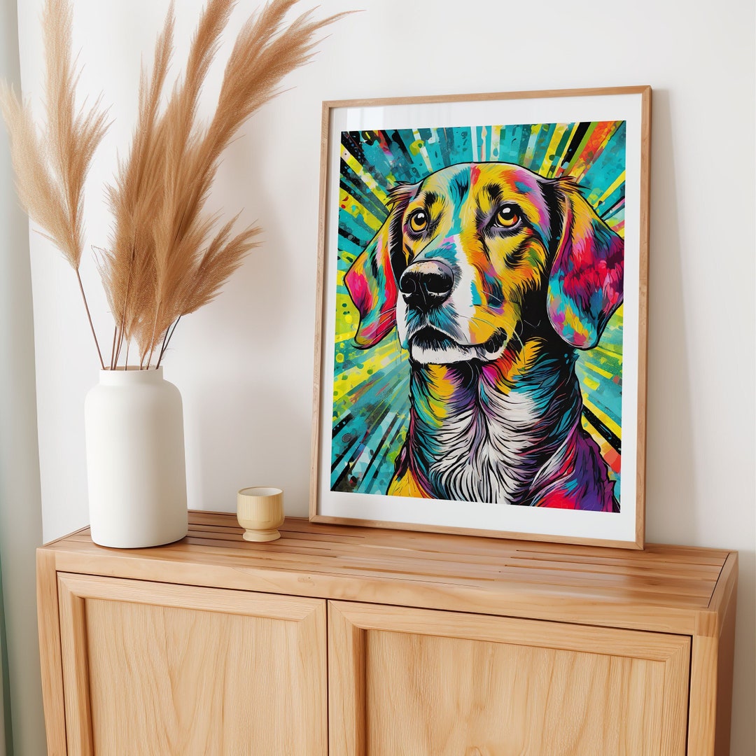 Pop Art Dog Portrait Prints Modern Colorful Dog Poster Abstract Wall ...