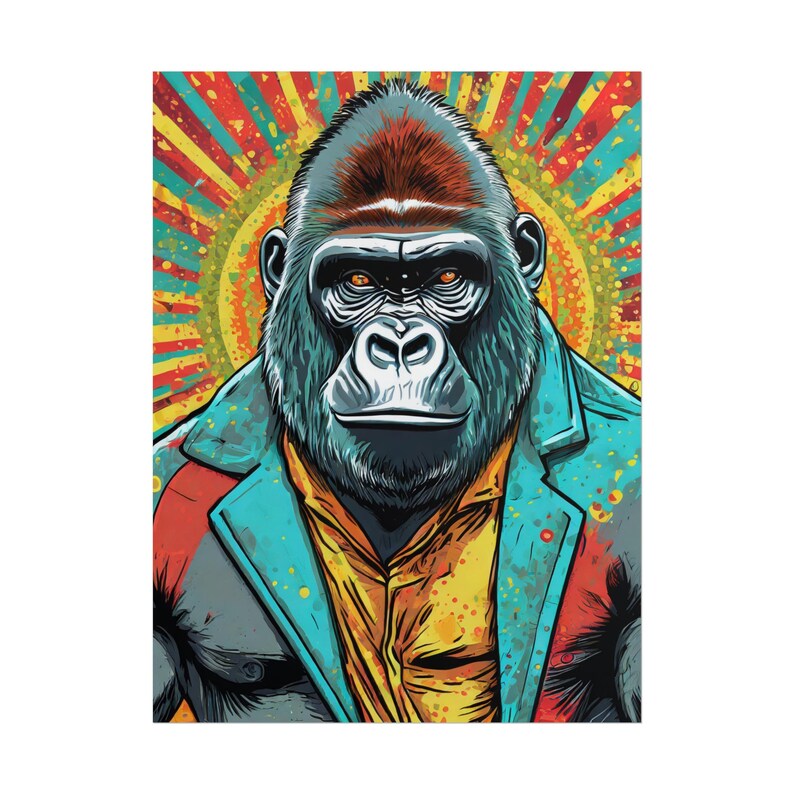 Pop Art Gorilla Portrait Modern Prints Colourful Poster Wall Decor ...