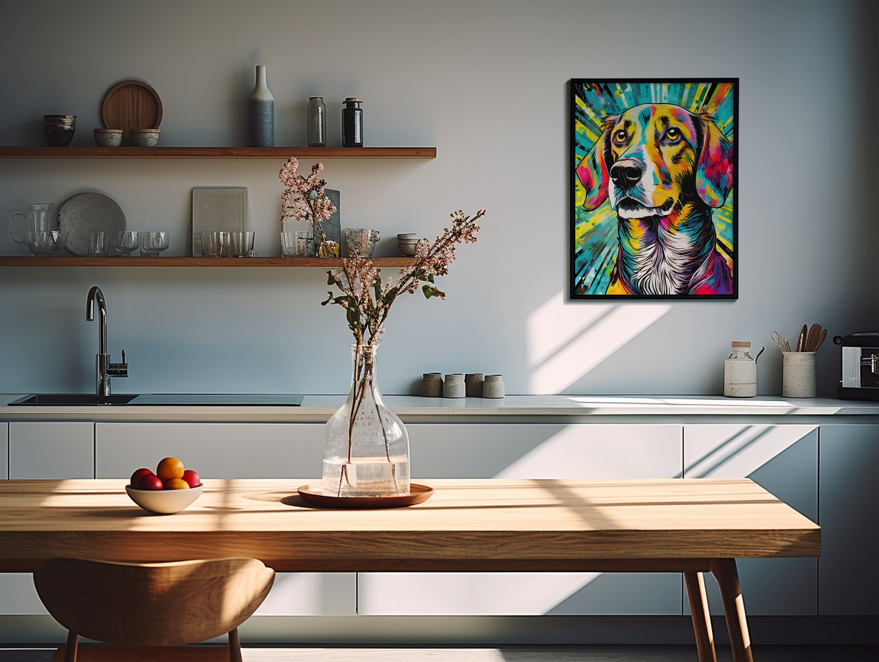 Pop Art Dog Portrait Prints Modern Colorful Dog Poster Abstract Wall ...