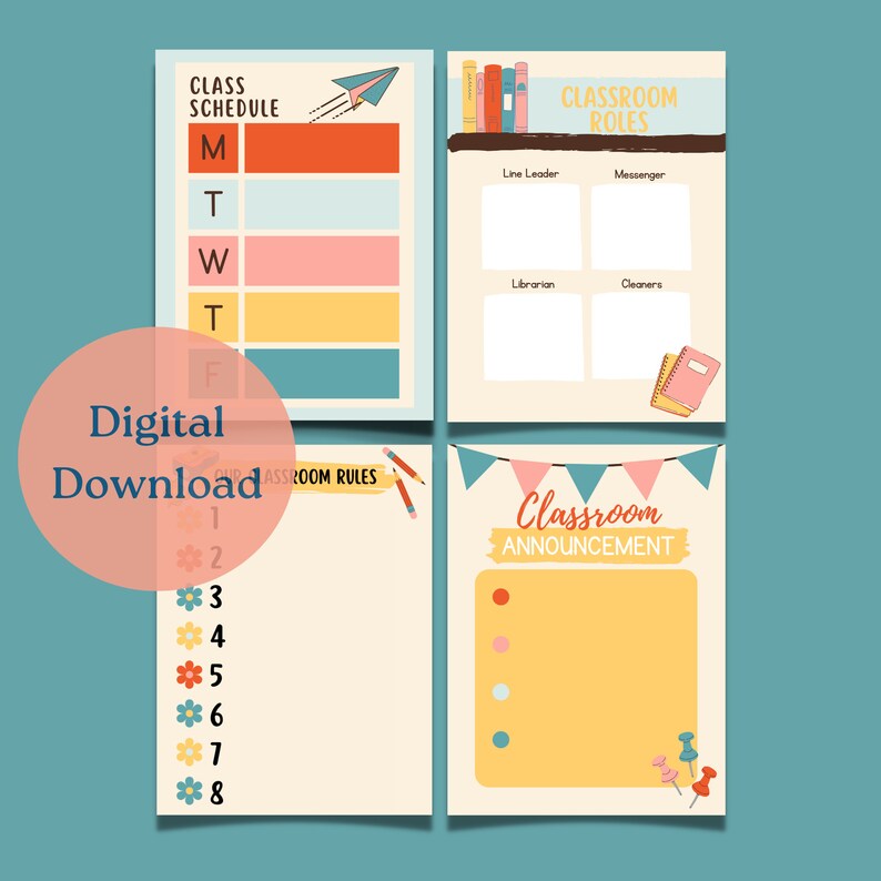 Teacher Classroom Printable Pages Print & Fill Classroom - Etsy