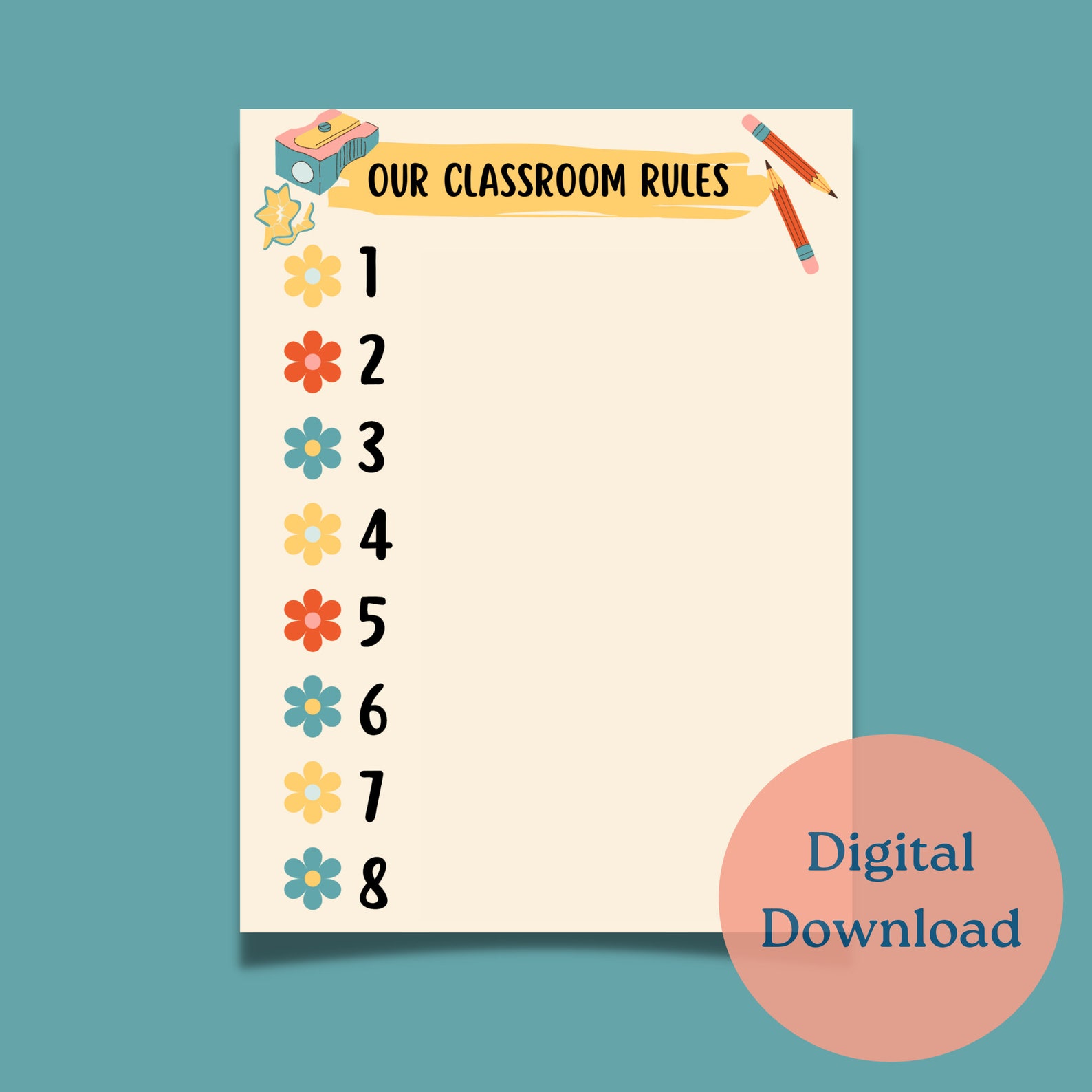 Teacher Classroom Printable Pages, Print & Fill, Classroom Rules ...