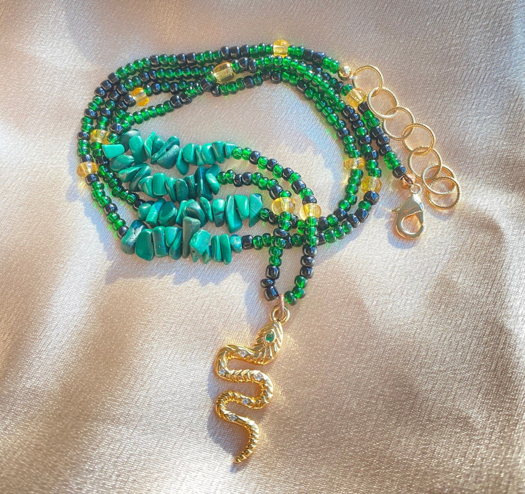 Kundalini | Emerald Serpent Malachite Waist Beads | Healing Waistbeads ...