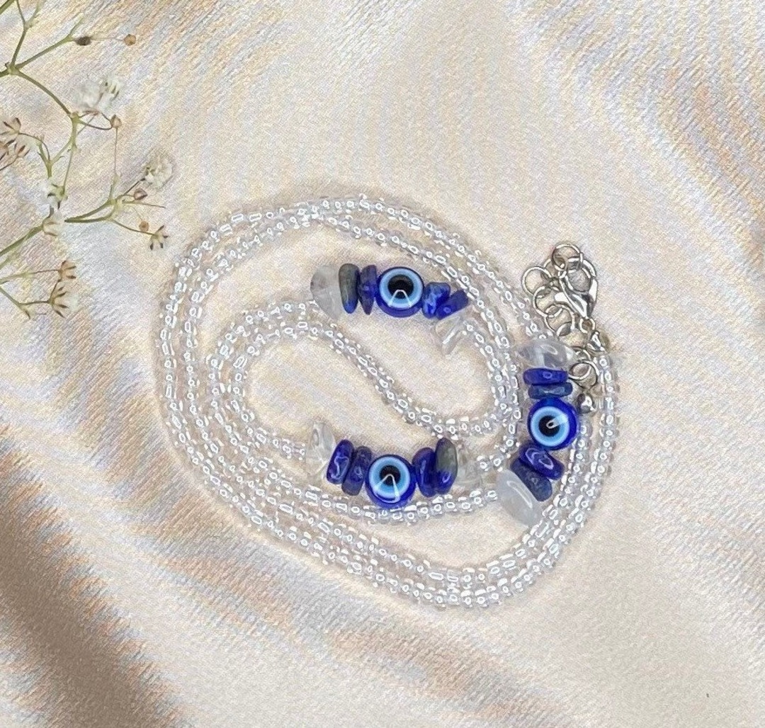 Third Eye Protection | Ajna Waist Beads | Lapis Lazuli and Clear Quartz ...