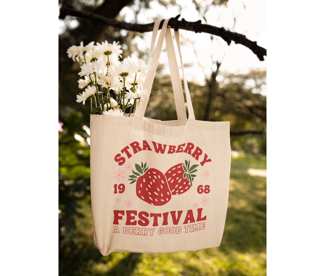 Strawberry Tote Bag Cute Tote Bag Strawberry Bag Plant Tote Aesthetic
