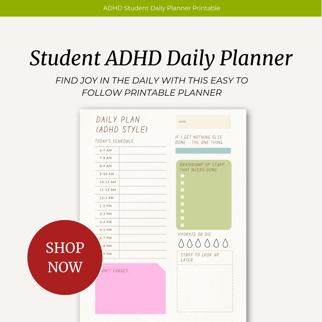Student Planner, ADHD Student Planner, Adult Adhd Planner, Printable ...