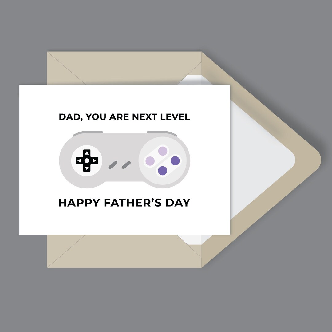 Father's Day Video Game Card, Controller Fathers Day Card, Level up ...