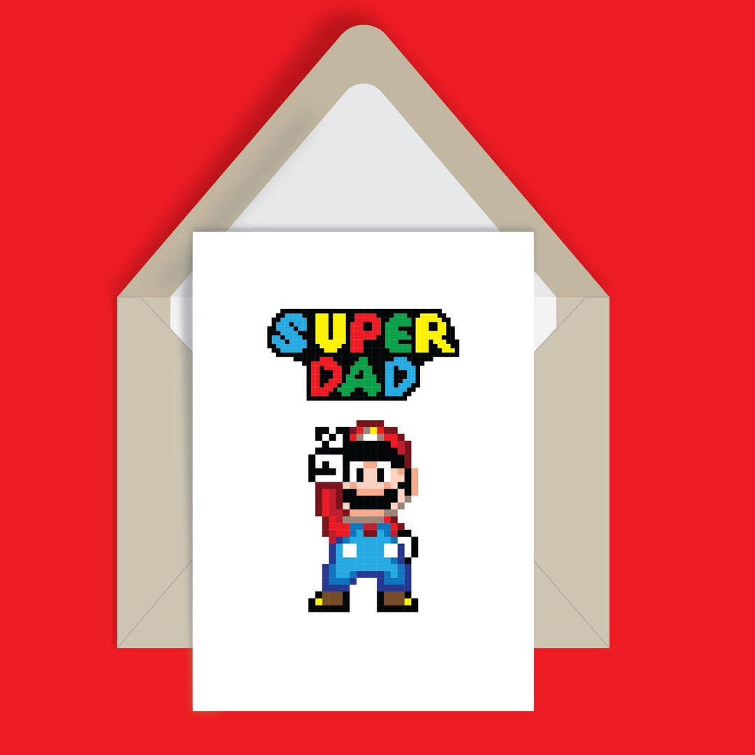 Super Dad Video Game Card, Super Mario, Fathers Day (digital Download ...