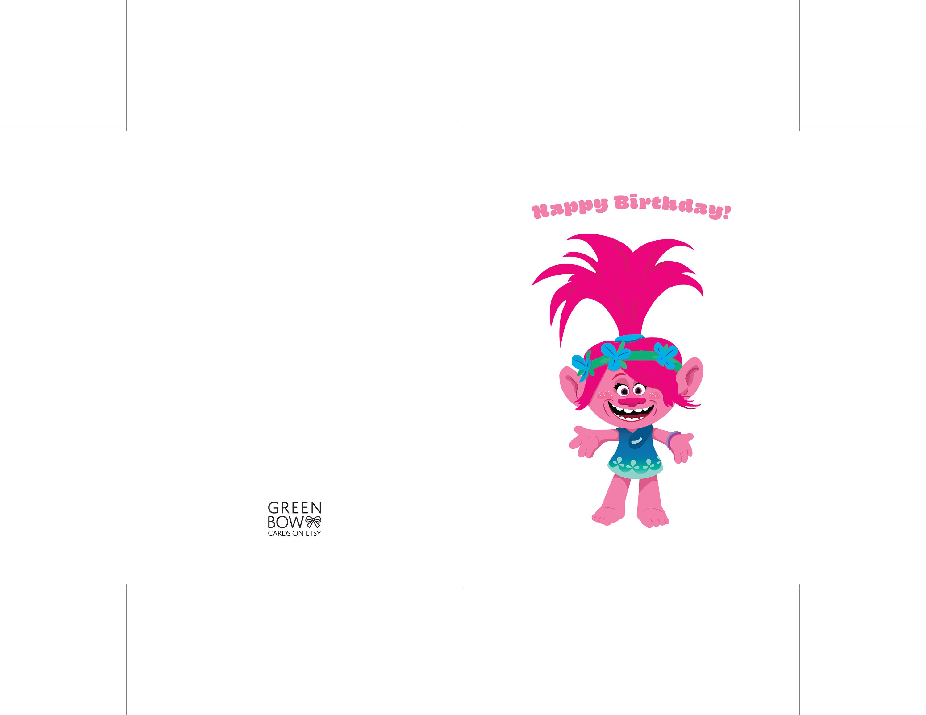 Trolls Card, Poppy Card, Trolls Birthday Card, Poppy Birthday Card ...