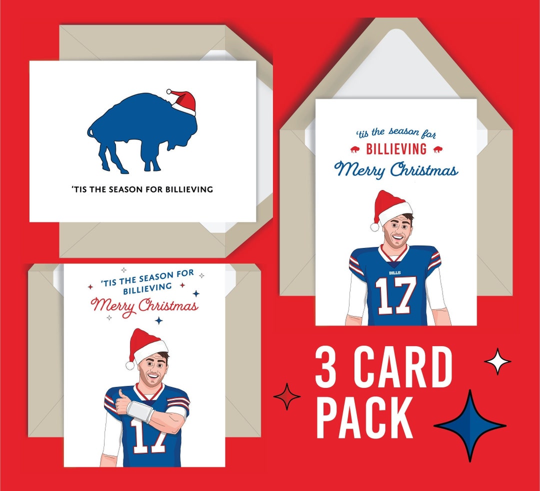 Josh Allen Christmas Cards, Buffalo Bills Holiday Card Pack (digital ...