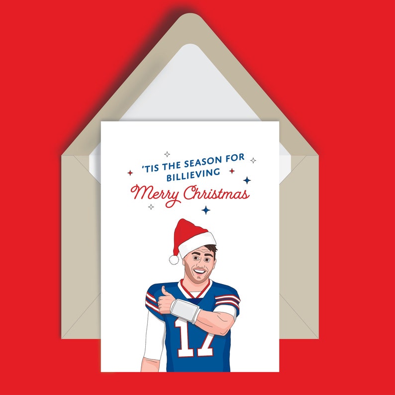Josh Allen Christmas Cards, Buffalo Bills Holiday Card Pack (digital ...