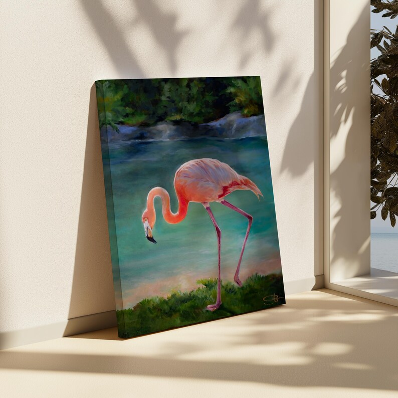 The Flamingo - Fine Art Print, Acrylic Flamingo Painting Print, Wall ...