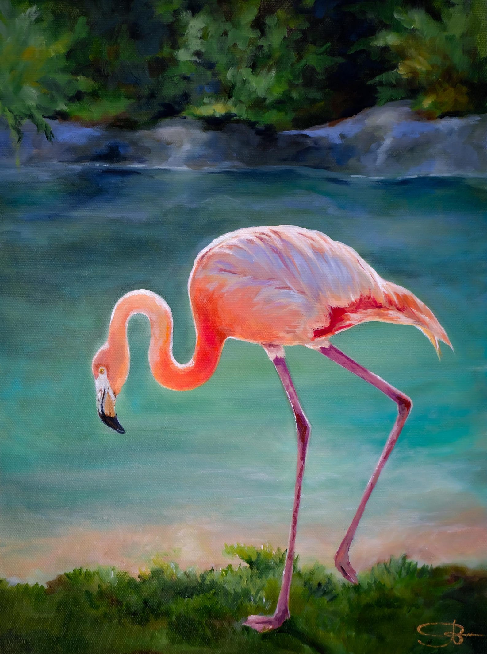 The Flamingo - Fine Art Print, Acrylic Flamingo Painting Print, Wall ...