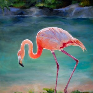 The Flamingo - Fine Art Print, Acrylic Flamingo Painting Print, Wall ...