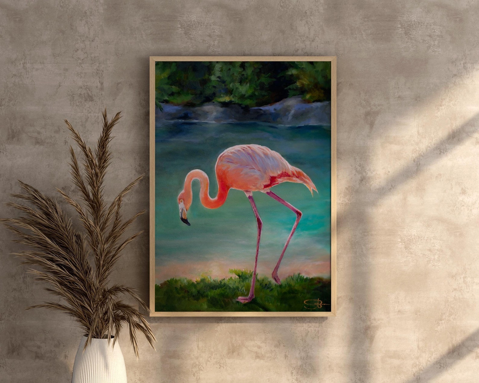 The Flamingo - Fine Art Print, Acrylic Flamingo Painting Print, Wall ...
