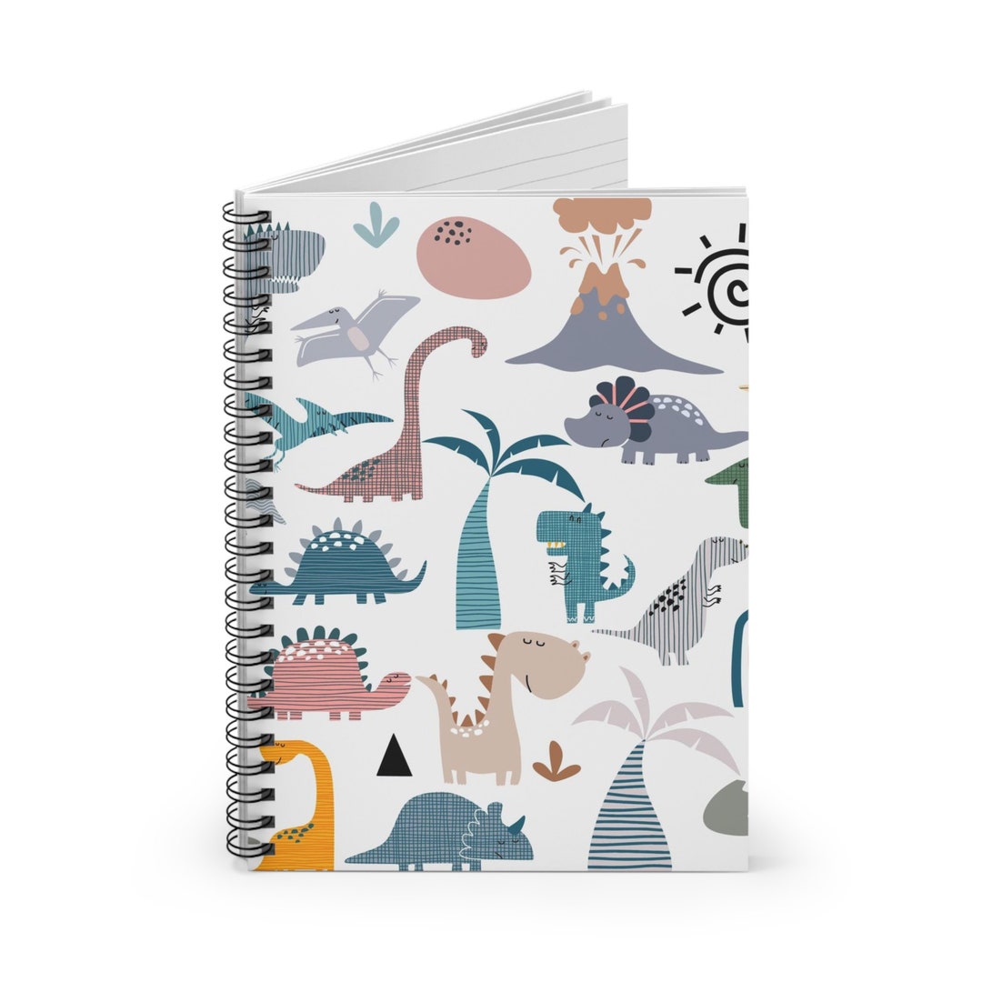 Smiling Cute Dinosaurs Pattern Notebook for Kids With Volcano Multi ...