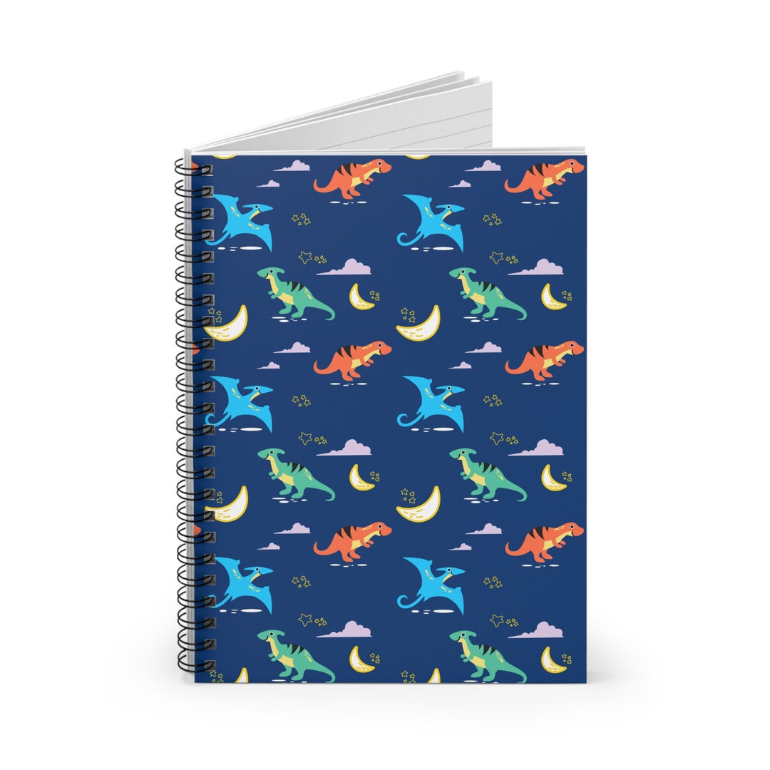 Cute Smiling Dinosaurs Pattern Notebook for Kids Navy Blue Green Orange ...