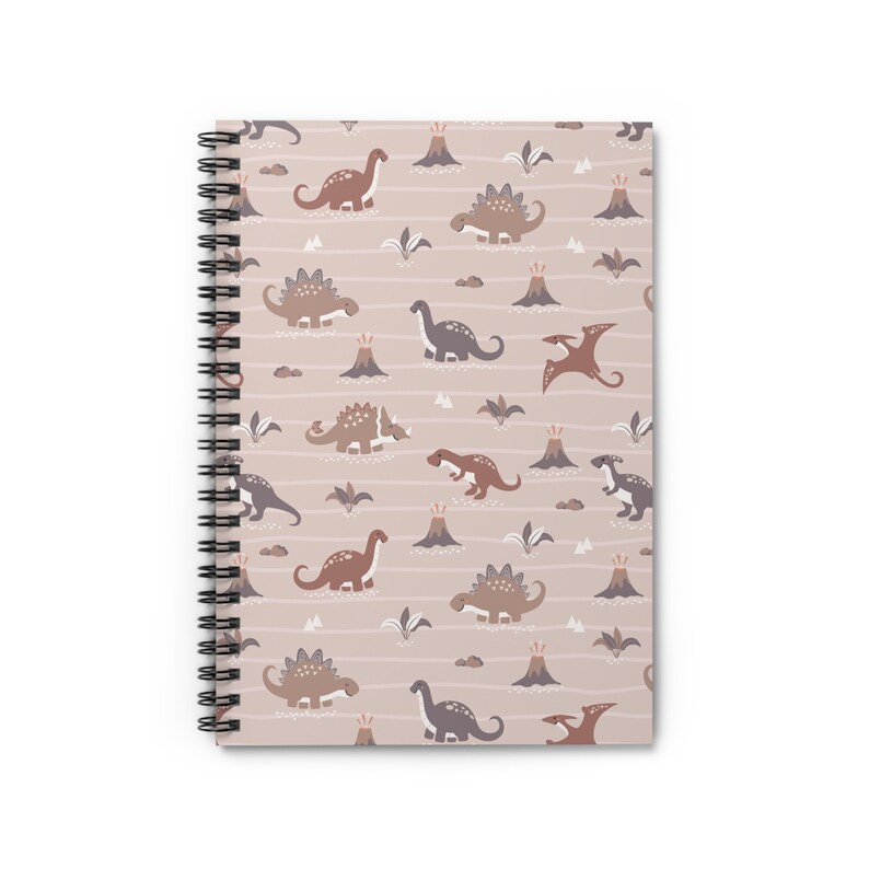 Stegosaurus Pterosaur Smiling Dinosaurs Pattern Notebook for Kids Brown ...