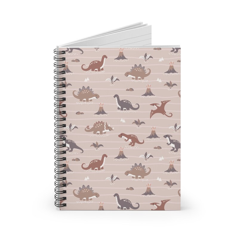 Stegosaurus Pterosaur Smiling Dinosaurs Pattern Notebook for Kids Brown ...