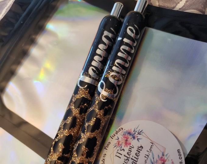Personalized Leopard Glitter Pen, Leopard Pen, Leopard Print Pen ...