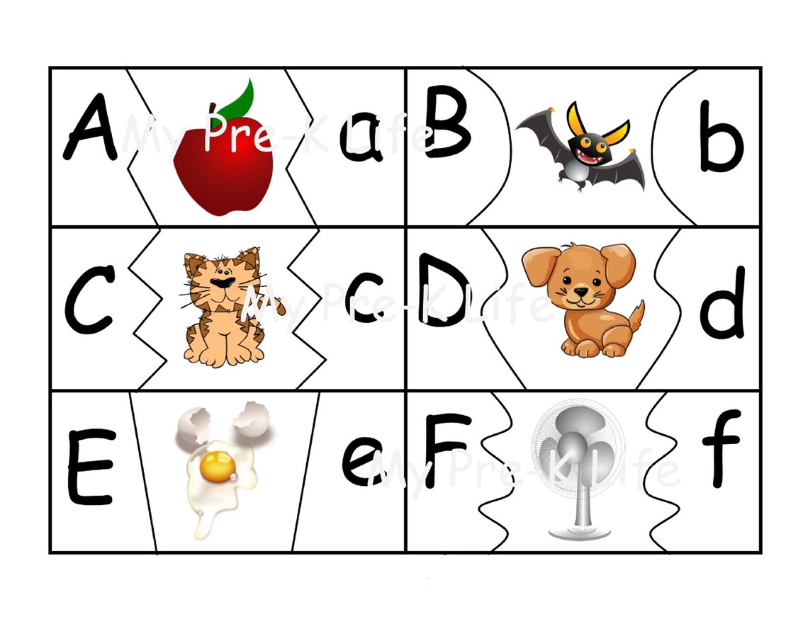 Three Part Alphabet Letter Puzzles - Etsy