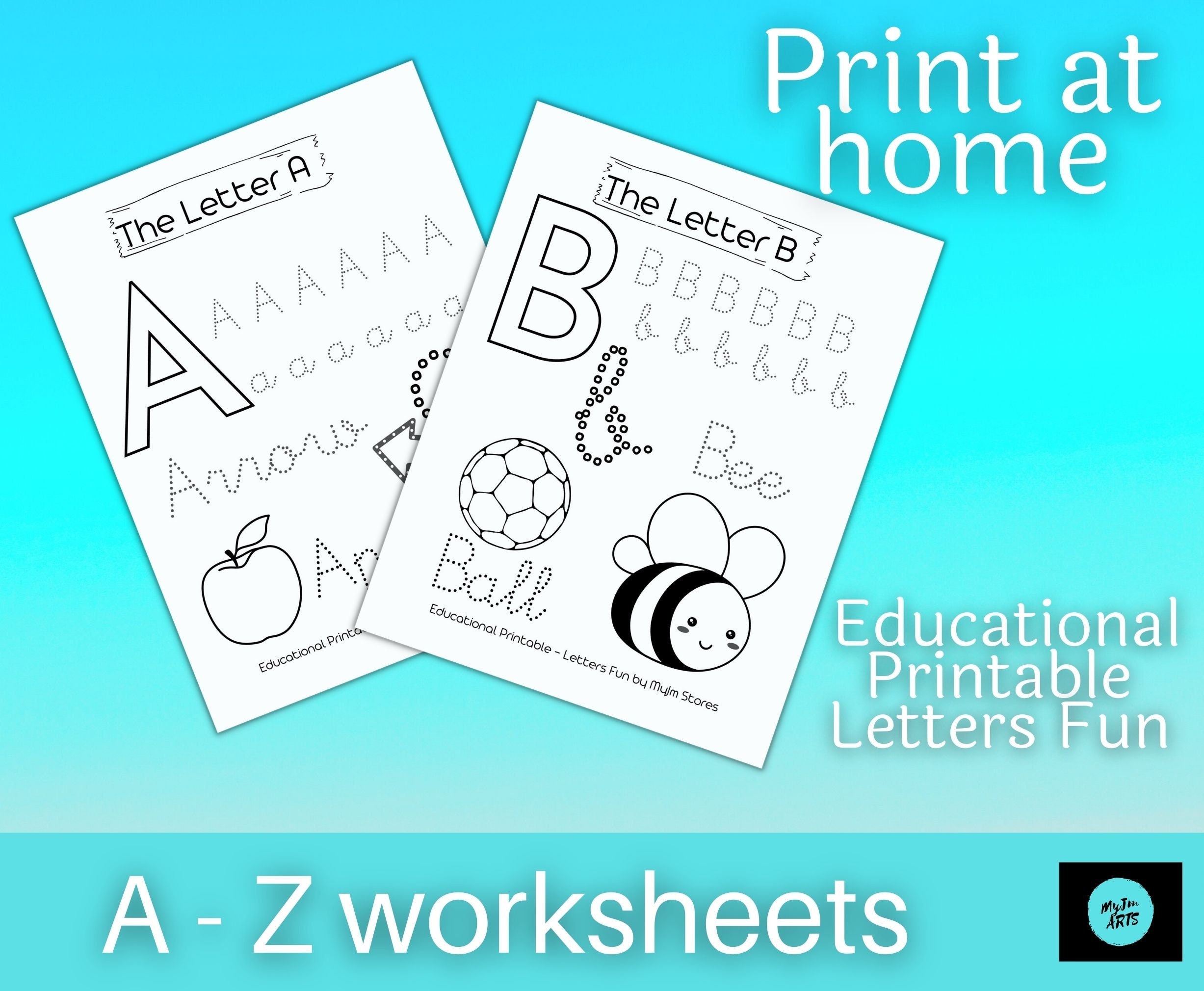 26 Pages Fun Letters A–Z/ Preschool Handwriting Worksheets/Tracing and ...