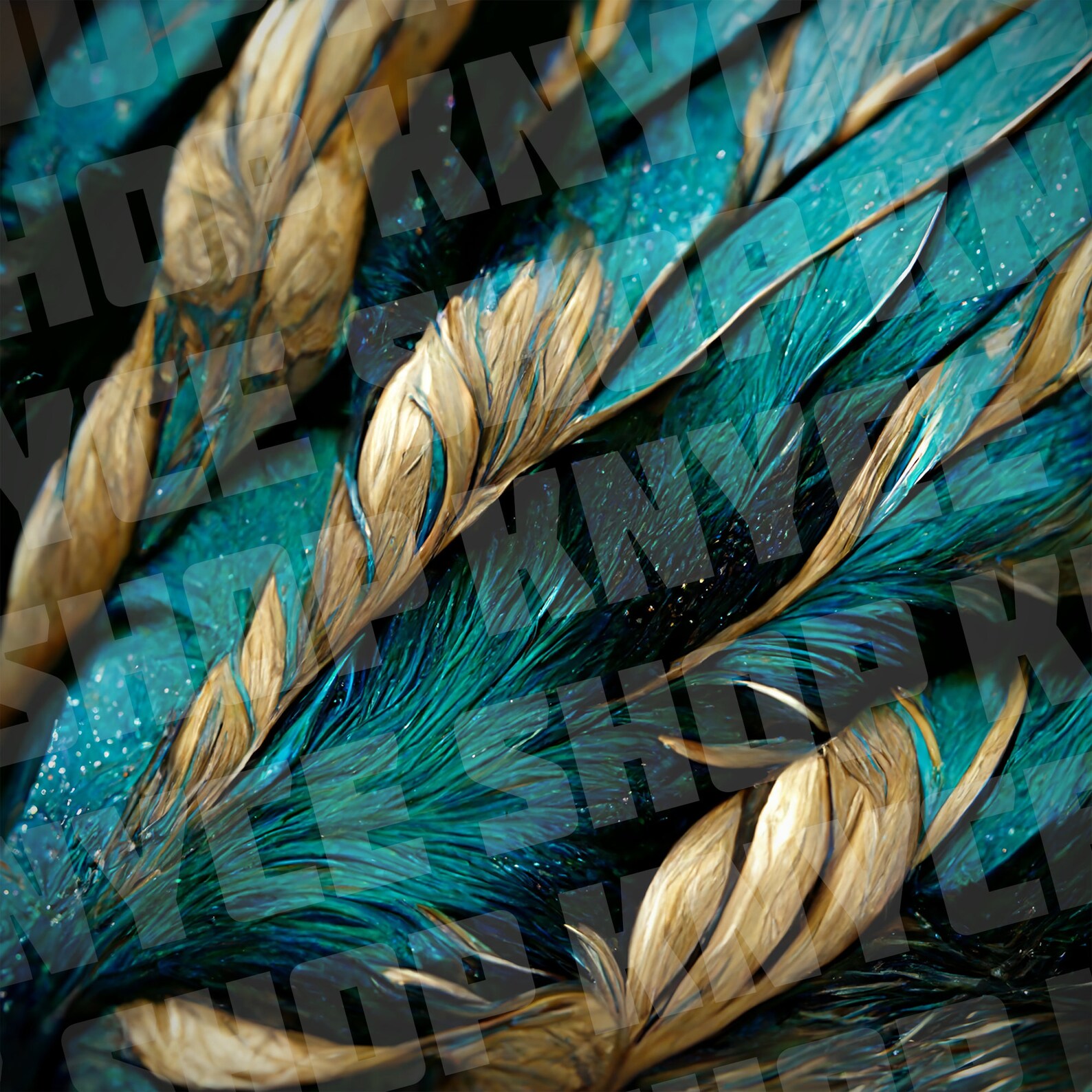 Royal Peacock Feather Texture | 5 PACK | Digital Download | Gold Glam ...