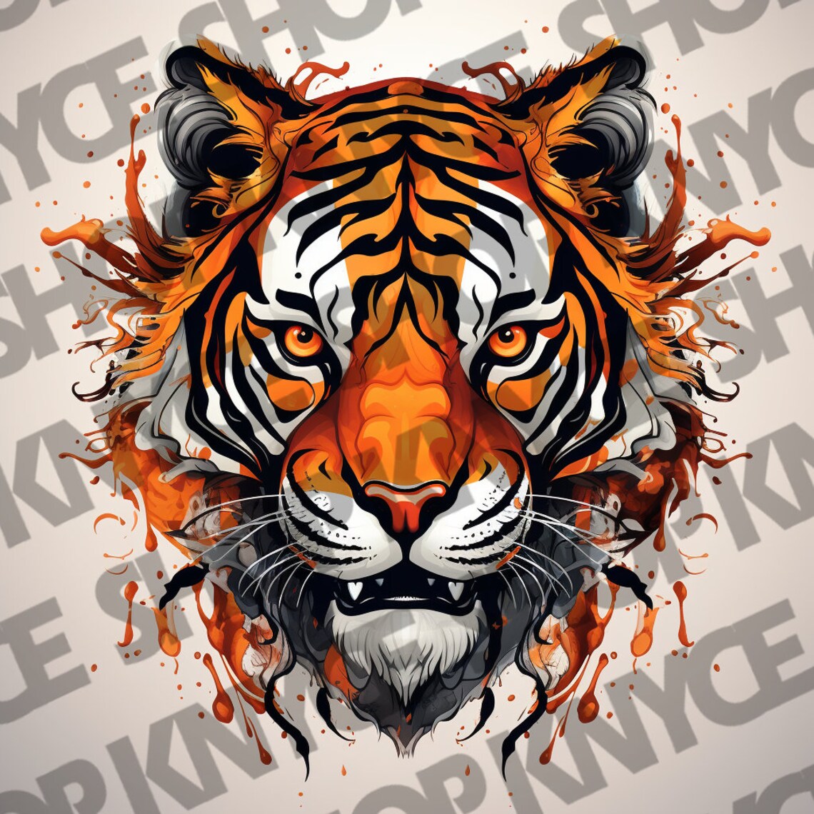 4 Tiger Art Vectors | Safari Art | Tiger PNG | Tiger Wall Art | Instant ...
