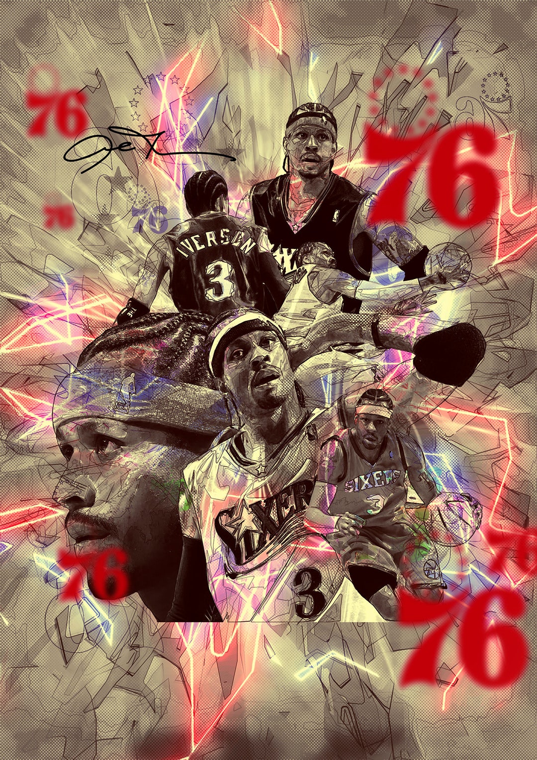 Allen Iverson Digital Art Poster (print Ready Digital Download) - Etsy