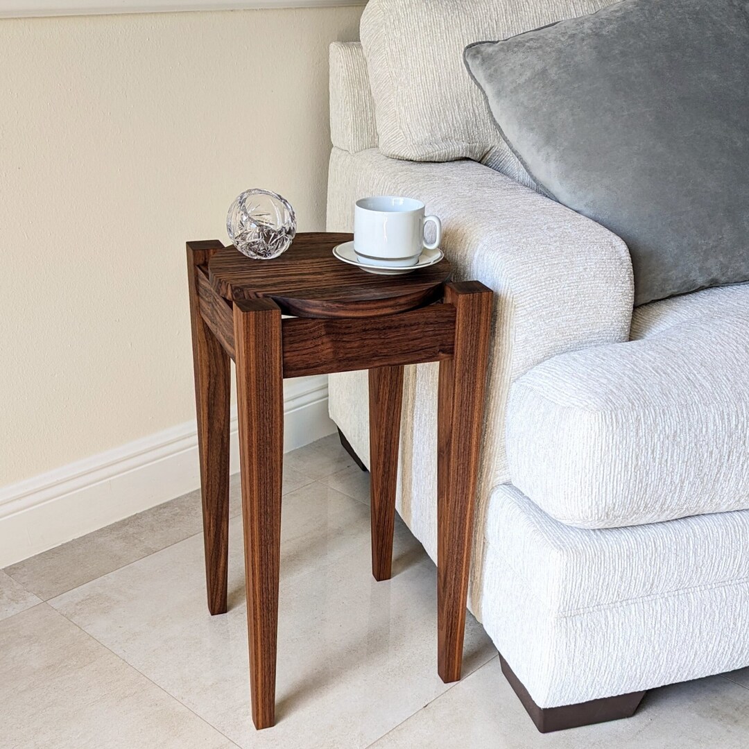 Small Walnut End Table, Wood Side Table, Round End Table, Walnut Shaker ...