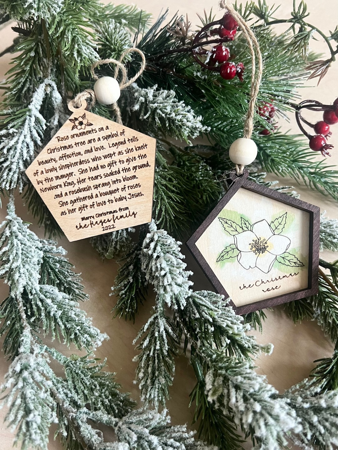 The Legend of the Christmas Rose Ornament, Customizable, Hand Painted ...