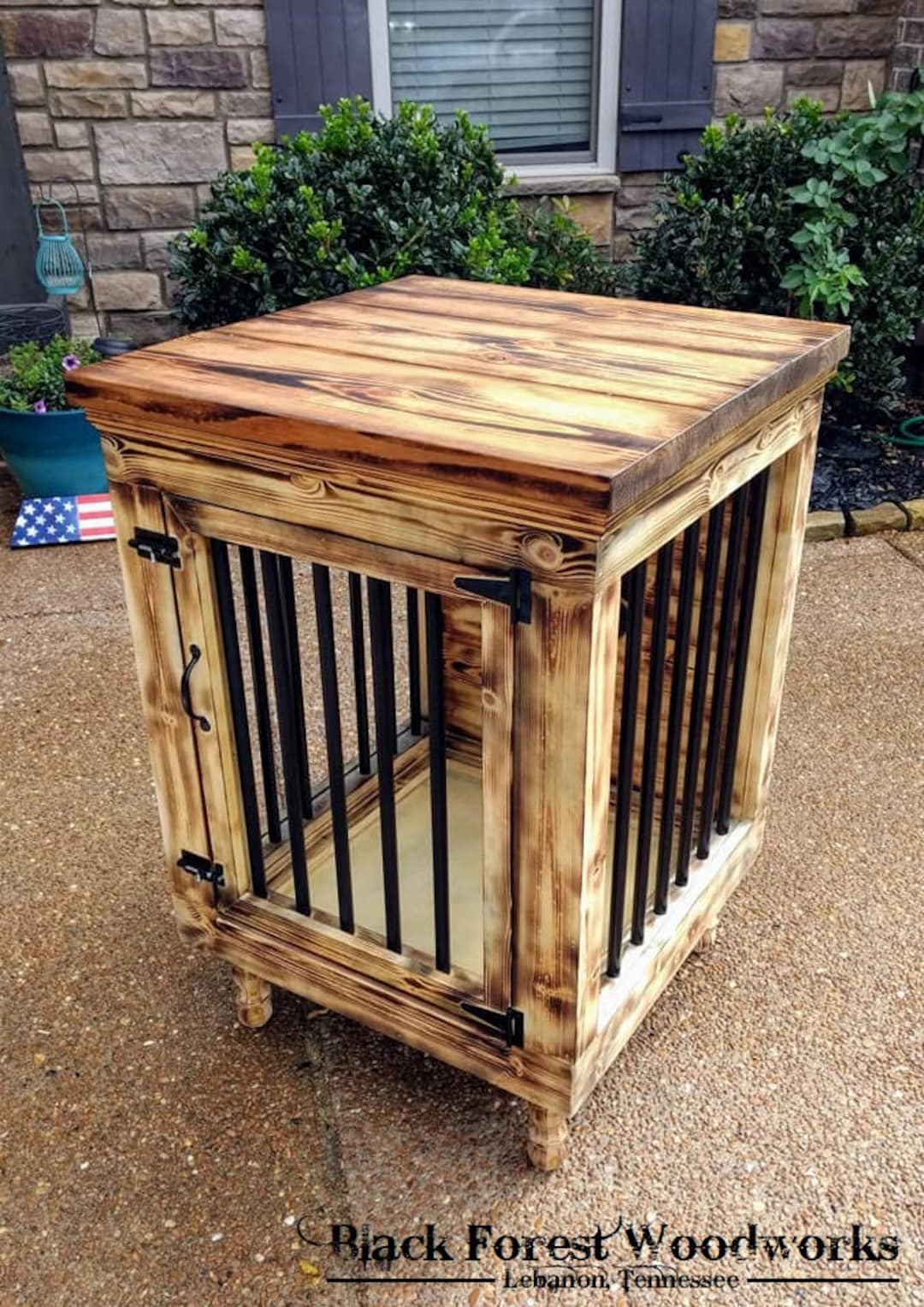 Custom Farmhouse Indoor Pet Kennel Farm Style Dog Crate Rustic Pet ...