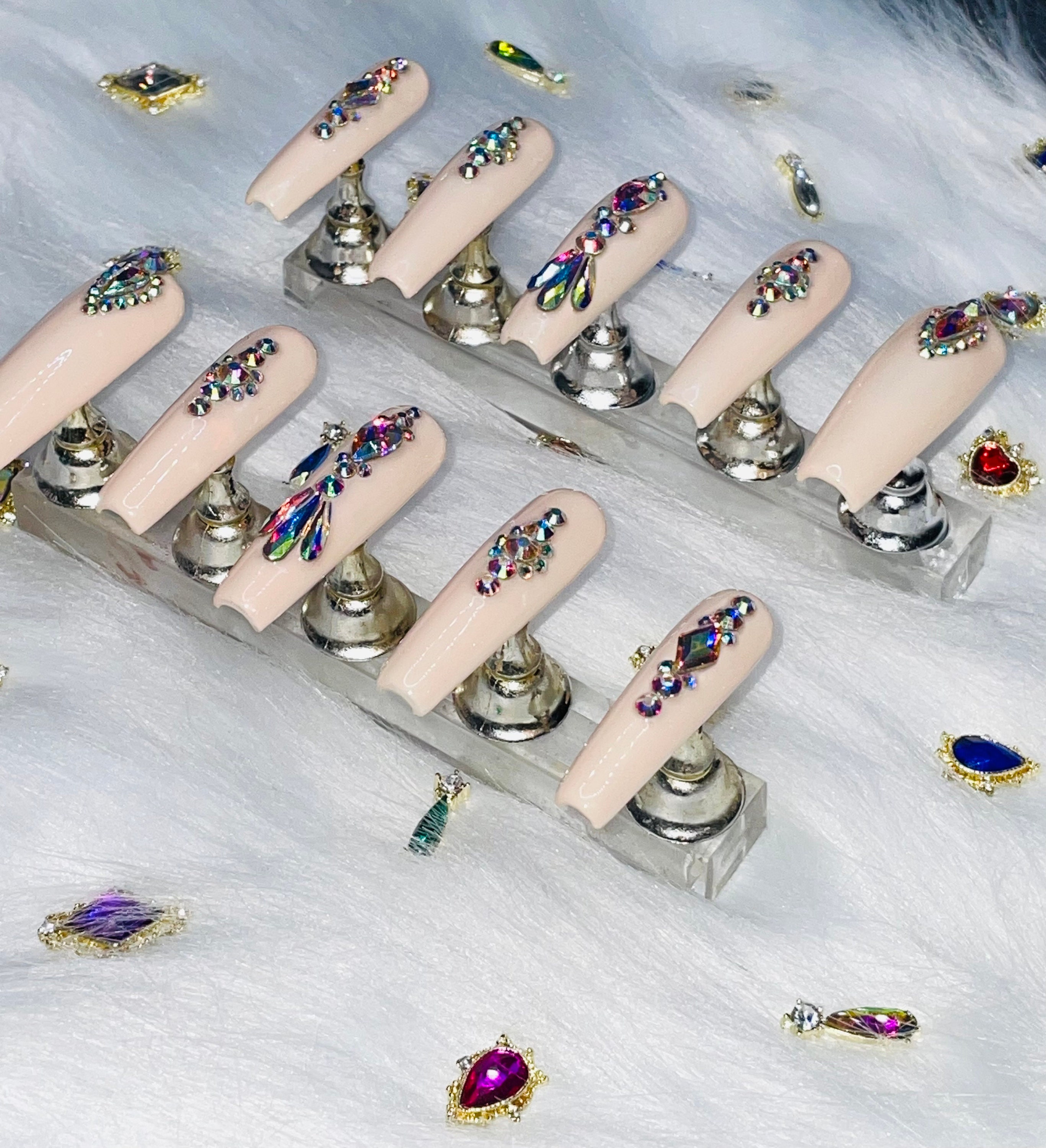 Coffin Medium Bling Nails - Etsy