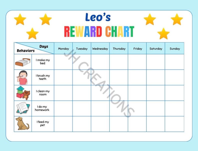 Behavior & Chore Tracker - Printable Kids Reward Chart - Etsy